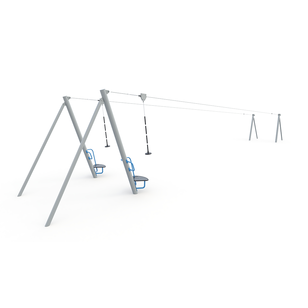 Flying Fox 22.5m Double with Platform and Handgrip - PlayCo